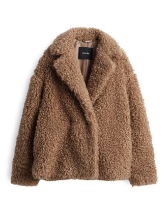 someday Damen Jacke | VANTELO Soft Loose Teddyjacke im Caban Stil Pale Greige Melange, 40