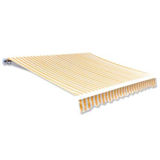 Festnight Markisenstoff Markise Markisenbespannung Ersatzstoff Wasserabweisend & Sonnenschutz Ersatz Markisentuch Gelb & Wei&szlig; 6x3 m