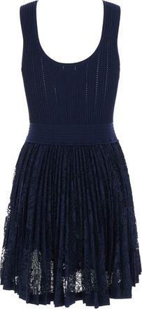 SIMKHAI Femme, Robes, Bleu, Taille: 38 FR Robe c&ocirc;tel&eacute;e sans manches &agrave; col en U