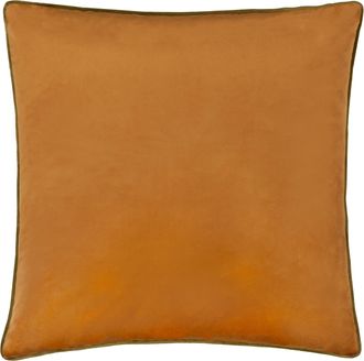 furn. Meridian Kissenbezug - luxuri&ouml;ser kontrastfarbener paspelierter Samt-Dekobezug (Ingwer/Olive - 45x45cm)