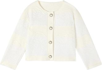 Oltre Femme, Pulls, Blanc, Taille: 36 FR Veste Courte en Tricot Textur&eacute;