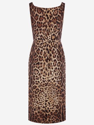 Dolce & Gabbana Womens Dress Stretch Silk With Animal Print Multicolour