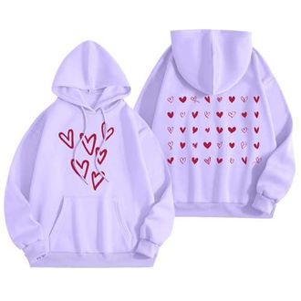 Generic Sweat &agrave; capuche imprim&eacute; tendance pour la Saint-Valentin 2026, violet, XXL