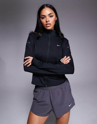 Nike Swift - Top Dri-FIT ajusté à fermeture éclair - Noir