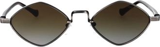 Emporio Armani Lunettes de soleil angulaires oeil de chat en m&eacute;tal - Homme - Accessoires - Gris - Taille: 50 MM