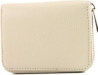 modamoda.de P04 Portefeuille pour femme, en cuir véritable, court, style italien, Beige crème., Small