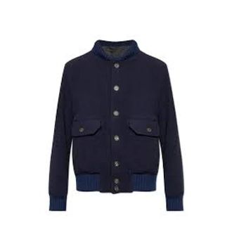 Eleventy Homme, Vestes, Bleu, Taille: XL Veste Bomber Col Ch&acirc;le