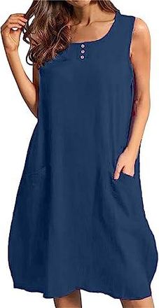 Generic Robe courte en mousseline de soie &agrave; col en V pour femme - Robe courte &agrave; manches courtes - Robe portefeuille &agrave; taille d&eacute;contract&eacute;e avec poches - Robe d