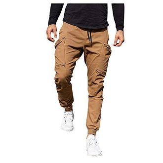 Generic Pantalon cargo pour homme - Noir - Respirant - Pour le printemps et lautomne - Pantalon de surv&ecirc;tement stretch avec poches - Pantalon patchwork confor