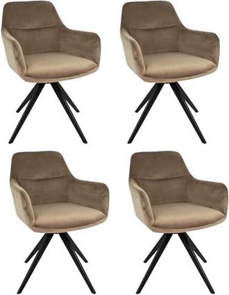 Kick Collection Ensemble de 4 Chaise de Salle &agrave; Manger Tom - Taupe - Moderne et de Haute qualit&eacute; - Velvet stof - Disponible dans de Nombreuses Couleurs