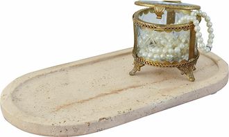 Loberon Schale Thalina - Ablage und Deko-Element - Ovale Form - Zeitlos Schön - Wohnaccessoires - Travertin, beige