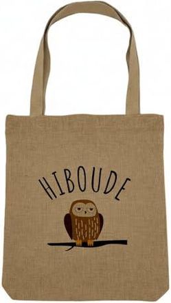 Fabulous Sac Shopping Tote Bag Aspect Lin - Hiboude Jeu de Mot Bouder Amour Animaux - Sac de Courses Toile Epaisse 360g Beige Naturel Cabas Port&eacute; Epaule Solide