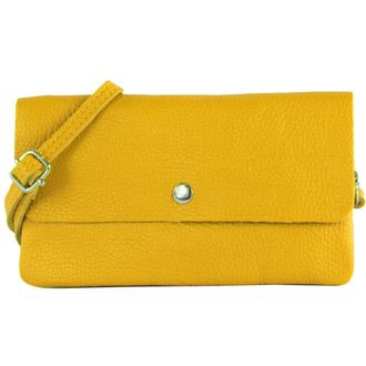 modamoda.de T257 - Echtleder Umh&auml;ngetasche Small made in Italy, Farbe:Sonnengelb