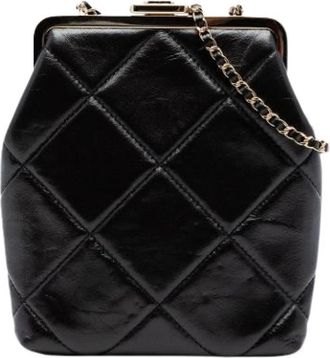 Chanel Pre-owned Sac bandouli&egrave;re matelass&eacute; en cuir dagneau &agrave; fermoir - Femme - Pre-owned - Noir - Taille: ONE Size