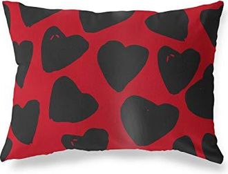 Bonamaison Le Jardin du Lin Kissenbezug Zierkissenbezug Rot-Schwarz Kissenbezug, Für Bett, Auto, Sofa, Haus, Wohnzimmer, Schlafzimmer, Dekoration, 45x60 Cm - Ent