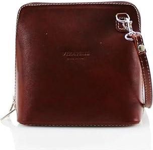 Generic Vera Pelle Sac à bandoulière pour femme en cuir italien élégant et léger, marron