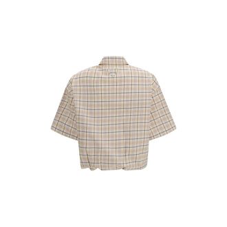Prada Womens Beige Fabric Pattern Shirt