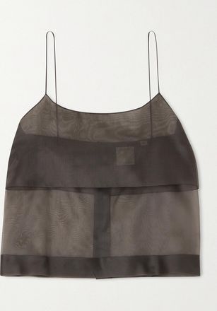 Calvin Klein Carmen Mehrlagiges Oberteil Aus Seidenorganza - Braun