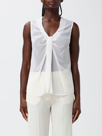 Hanita Blouse sans manches en polyester drap&eacute; avec encolure en V