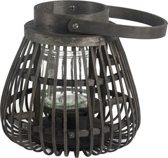 IDIMEX Holzlaterne Palau 2er Set - schwarz. Naturmaterialien, praktisch für Innen und Außen, inkl. Glaswindlicht, variabel einsetzbar, Robustes Design, stilv