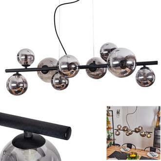 HOFSTEIN Pendelleuchte Chehalis, moderne Pendellampe aus Metall/Glas in Schwarz/Rauchfarben, Hängeleuchte m. Schirmen aus Echtglas (Ø 10cm u. 12,5cm, 14,5cm), 