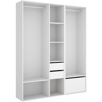 PEGANE Ensemble dressing avec 2 tiroirs + 1 porte à chaussure et fond darrière réversible coloris chêne naturel, blanc - Longueur 158 x Profondeur 45 x