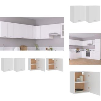 vidaXL Armoires suspendues 2 pcs Blanc 50x31x60 cm Bois ding&eacute;nierie - Armoires Suspendues - Meuble De Cuisine - Rangements Cuisine - Armoire Blanche