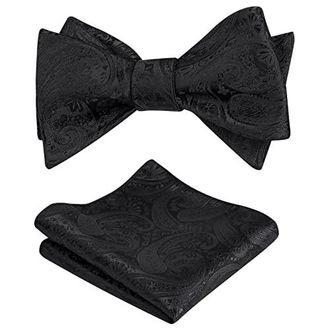 Alizeal Noeud papillon et cravate pour homme Motif cachemire Jacquard classique, 167-noir, taille unique