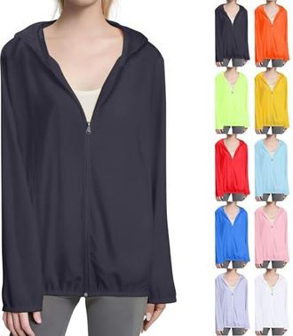 Generic HUIFUAO - Chemise anti-UV pour femme avec fermeture éclair et protection solaire - Veste dété légère et respirante à manches longues avec poches, rose