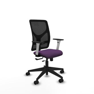 Piqueras y Crespo Arbeitsstuhl mit wei&szlig;en und schwarzen Armlehnen, h&ouml;henverstellbare Lendenwirbelst&uuml;tze, ausgestattet mit Syncro/Traslack und Schneideschaum, Schwarz/Vi