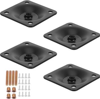 DOITOOL DIYEAH Schwarze Abgewinkelte Möbelbein montageplatten aus Robustem Eisen für Sofa Tisch Stuhl und Couchtisch Einfache Installation Stabile Befestigung