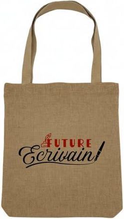 Fabulous Sac Shopping Tote Bag Aspect Lin - Future Ecrivain Litt&eacute;rature M&eacute;tier Passion - Sac de Courses Toile Epaisse 360g Beige Naturel Cabas Port&eacute; Epaule Sol