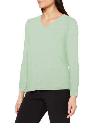 Street One Street ONE Damen 2in1 Materialmix mit V-Ausschnitt T-Shirt, Frosted Pistachio, 36