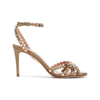 Aquazzura Sandalen - Brass Goat Leather Tequila Sandal - Gr. 37,5 (EU) - in Braun - f&uuml;r Damen