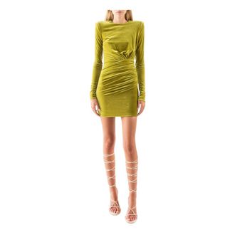 Alexandre Vauthier Samt Drapiertes Kurzes Kleid Langarm - - Dresses - Damen - Gr&uuml;n - S