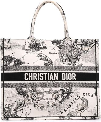 Dior petit sac à main Zodiac Toile de Jouy Book en toile brodée (2021) - Blanc