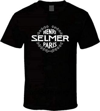 Spangled Henri Selmer Paris Saxophone T-Shirt Mens Unisex Black Tees L