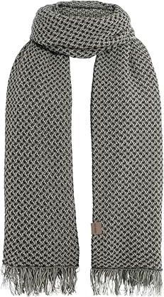 Knit Factory &Eacute;charpe Tricot&eacute;e Astre - Foulard tricot&eacute; - Ch&acirc;le femme - Etole XXL - &Eacute;charpe pour le printemps et l&eacute;t&eacute; - Anthracite/Ecru - 50% coton et 50% acrylique 
