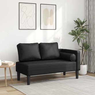 vidaXL Chaise longue avec coussins noir similicuir - Vidaxl