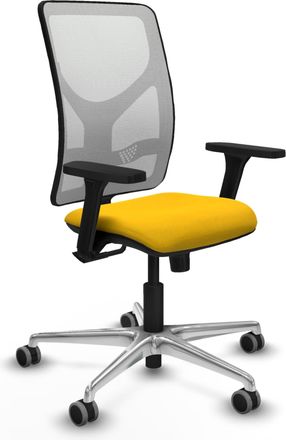 Piqueras y Crespo Verstellbarer Stuhl mit Rollen, 3D-Armlehnen, h&ouml;henverstellbare Lendenwirbelst&uuml;tze, ausgestattet mit 3 Positionen und Schneideschaum, Wei&szlig;/Gelb