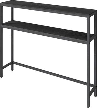 Vasagle Konsolentisch, schmaler Sofatisch mit 2 Ablagen, 20 x 100 x 80 cm, Flurtisch, 2 Ebenen, f&uuml;r Flur, Wohnzimmer, Schlafzimmer, anthrazitgrau-tintenschwar