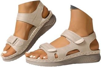 Generic Sandales orthop&eacute;diques compens&eacute;es avec soutien de la vo&ucirc;te plantaire pour femme - Chaussures de marche confortables &agrave; bout ouvert - Sangle de cheville