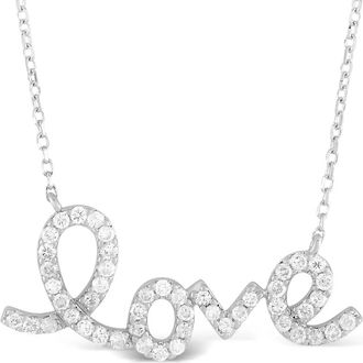 Luxury Bazaar collier Love en or blanc 14ct &agrave; pendentif pav&eacute; de diamant - Argent