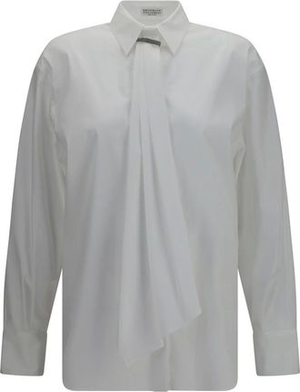 Brunello Cucinelli Chemise orn&eacute;e de Monili - Femme - Blouses et Chemises - Blanc - Taille: 38 FR