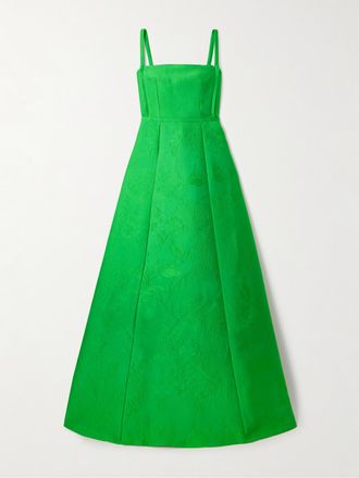 Emilia Wickstead Mathilde Robe Aus Cloqu&eacute; Mit Falten - Gr&uuml;n