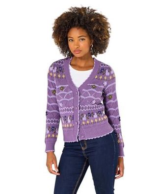 Joe Browns V-Neck Floral Cardigan, Violet, 40 Femme