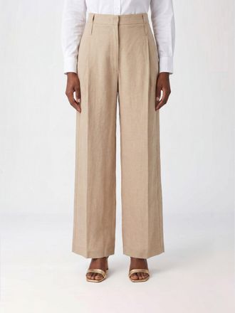 Tela Pantalon tailleur large &agrave; taille haute en lin et coton