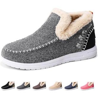 Generic Bottes orthop&eacute;diques en polaire &agrave; enfiler pour femme, chaussures dhiver doubl&eacute;es de fourrure avec soutien de la vo&ucirc;te plantaire, bout rond, antid&eacute;rapa