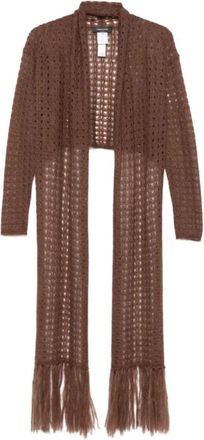 Fabiana Filippi Femme, Pulls, Brun, Taille: 38 FR Cárdigan de tejido flojo