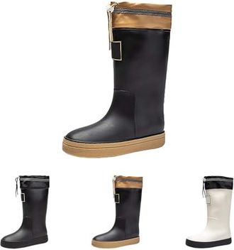 Generic Bottes en caoutchouc unisexes imperm&eacute;ables larges pour homme et femme - Bottes de pluie l&eacute;g&egrave;res - Longueur genou, marron, 37 EU